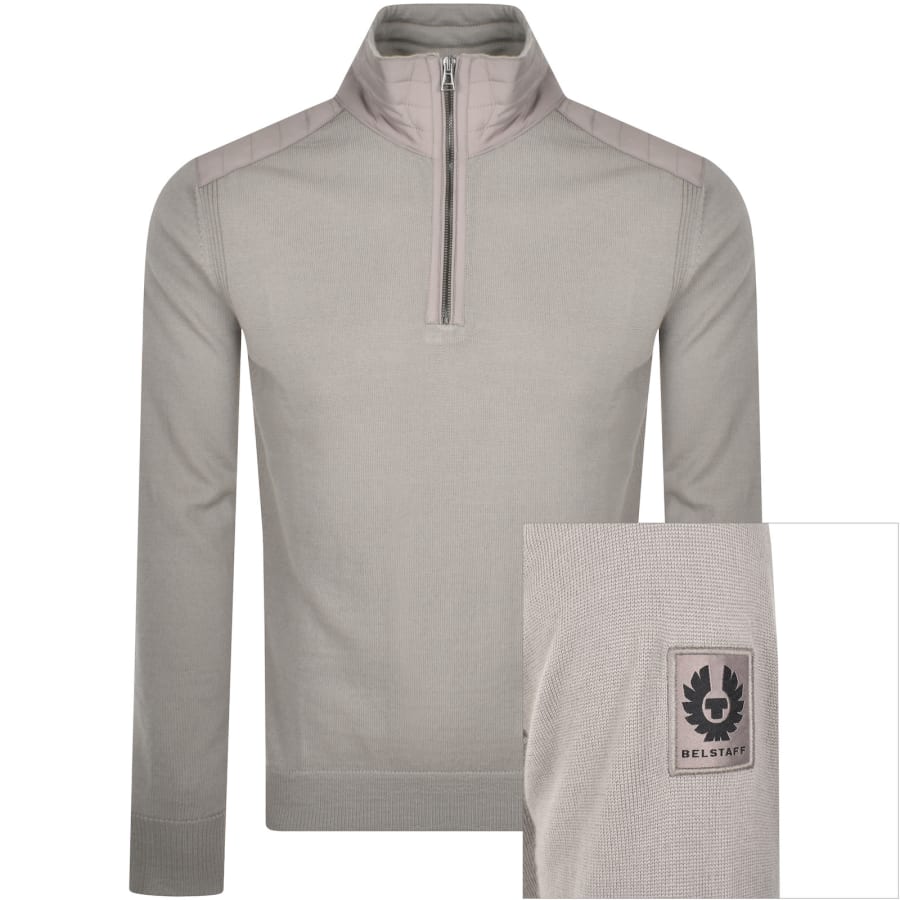 Navy Half Zip Mens Belstaff Jumper Belstaff Kilmington Quarter Zip Jumper Grey Mainline Menswear ...